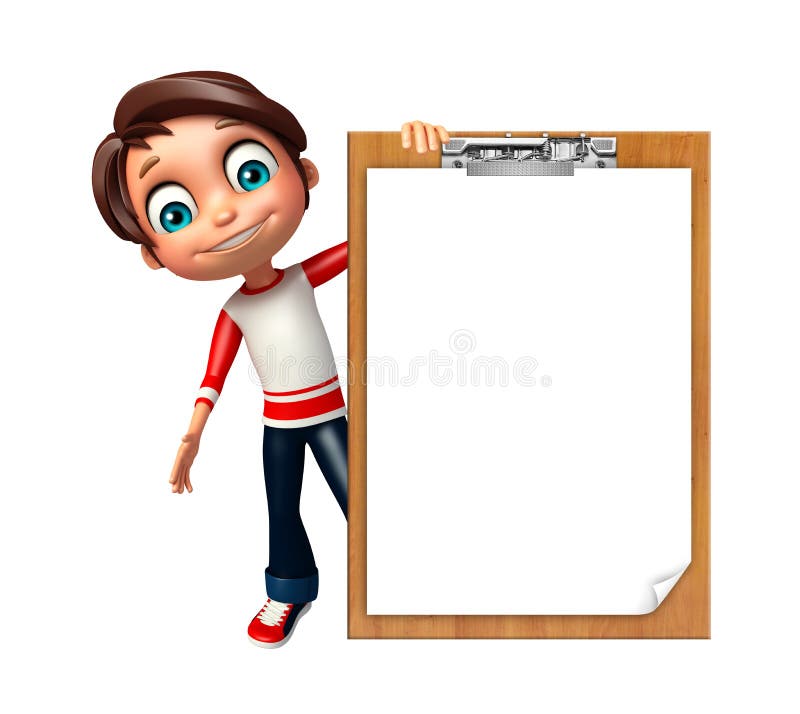 Kid boy with exam pad stock illustration. Illustration of educational ...