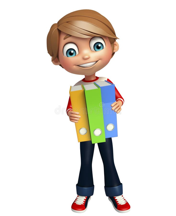 Kid boy with files stock illustration. Illustration of playful - 77481405