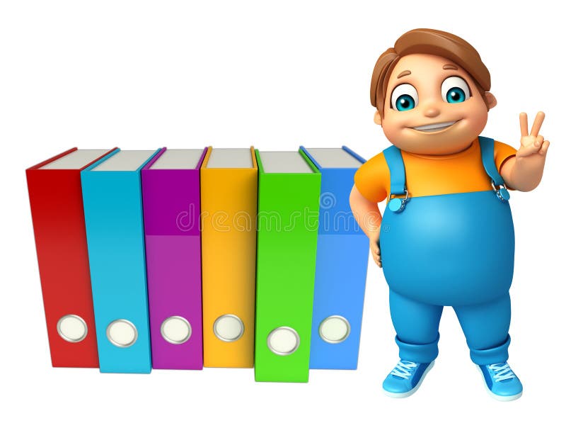 Kid boy with Files stock illustration. Illustration of grade - 77493917