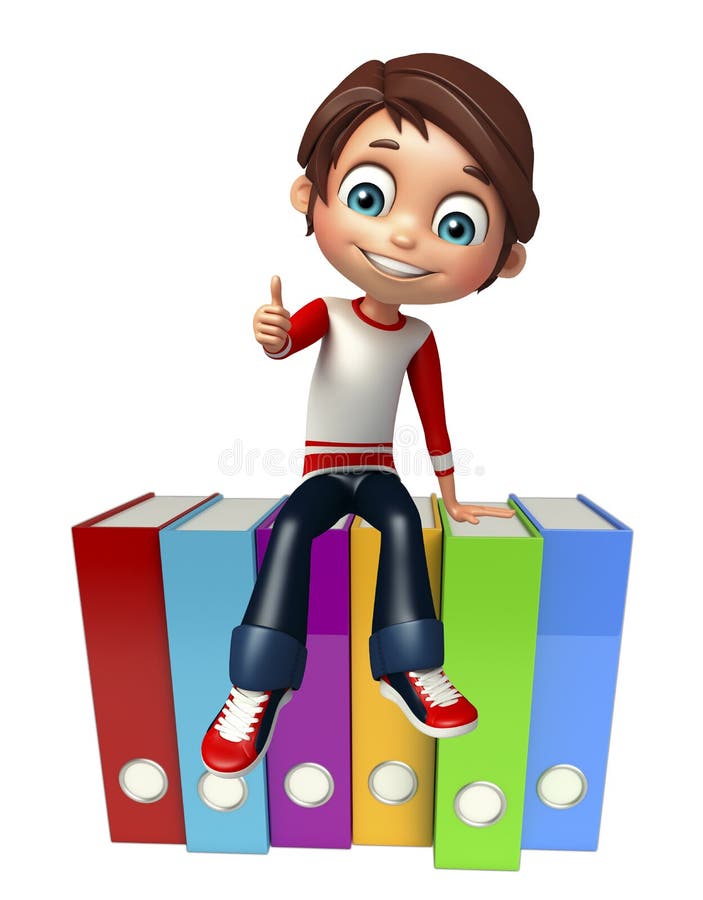 Kid boy with files stock illustration. Illustration of clipart - 77529198