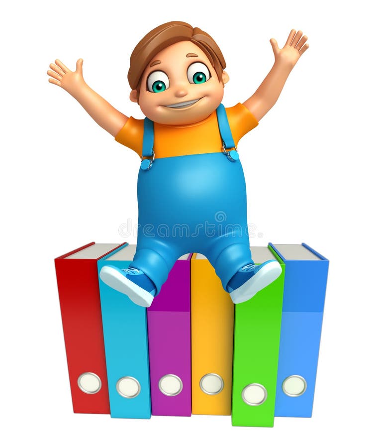 Kid boy with Files stock illustration. Illustration of activity - 77536401