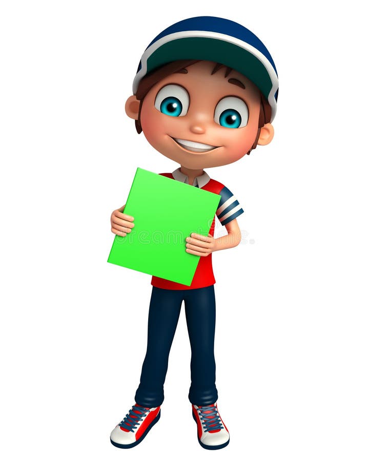 Kid boy with Files stock illustration. Illustration of study - 77549414