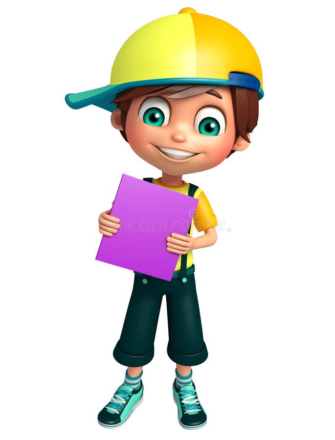 Kid boy with Files stock illustration. Illustration of study - 77573309