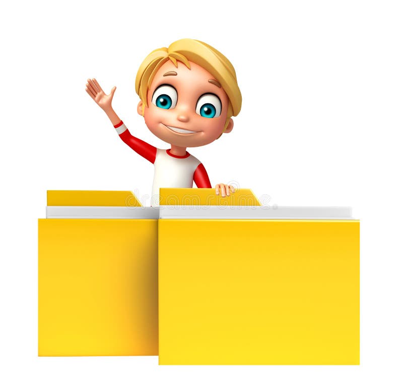 Kid boy with folder stock illustration. Illustration of school - 77483045
