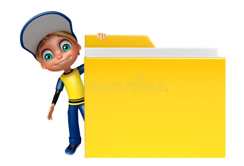 Kid boy with folder stock illustration. Illustration of activity - 77497461