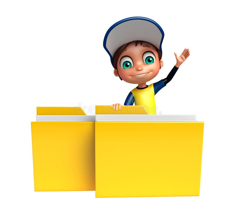 Kid boy with folder stock illustration. Illustration of grade - 77518605