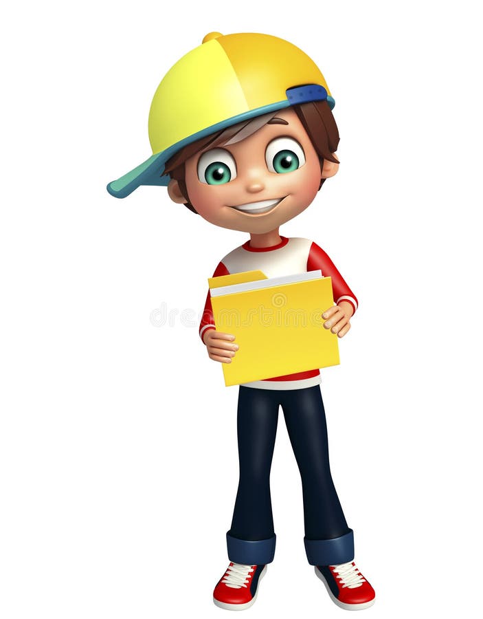 Kid boy with folder stock illustration. Illustration of smile - 77532750