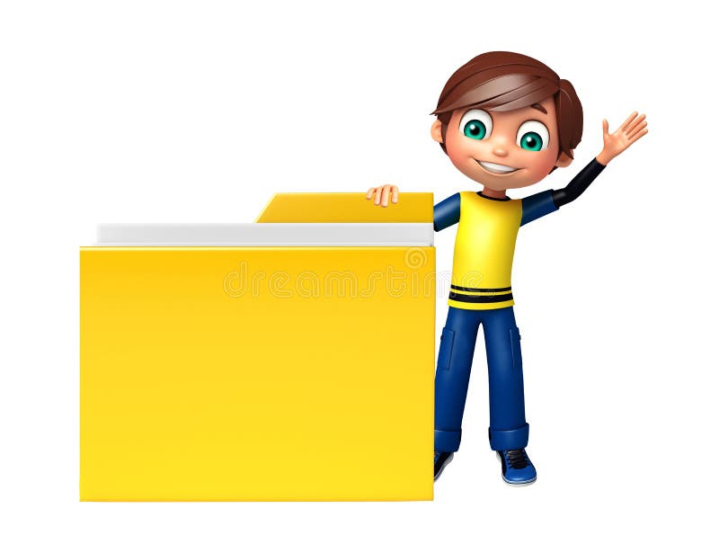 Kid boy with folder stock illustration. Illustration of happy - 77541780