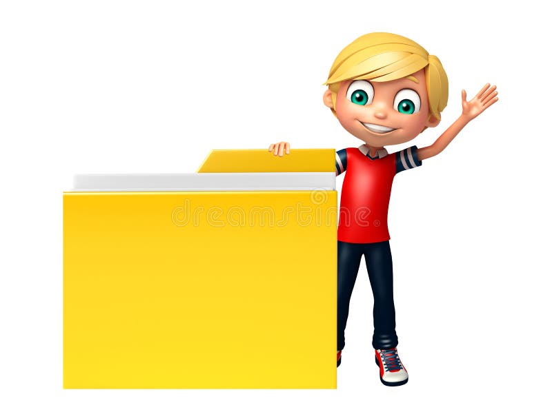 Kid boy with folder stock illustration. Illustration of book - 77565633