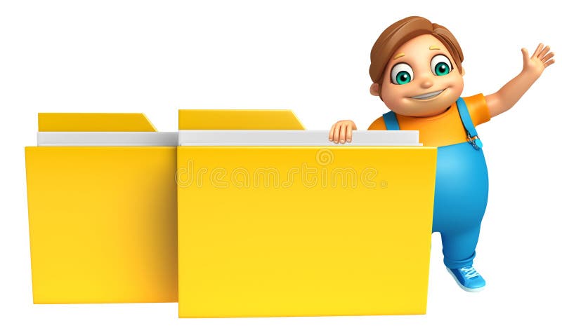 Kid boy with Folder stock illustration. Illustration of playful - 77576012