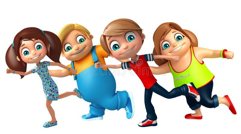 Kid Boy and Girl with Running Pose Stock Illustration - Illustration of ...