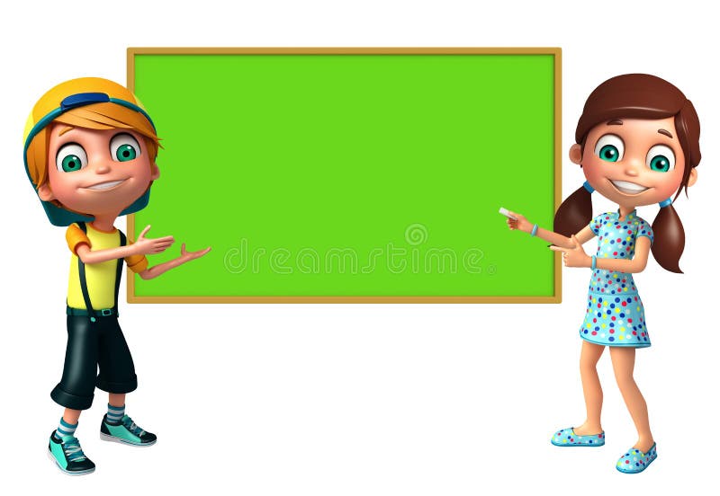 Kid Boy and Girl with Writing Board Stock Illustration - Illustration ...