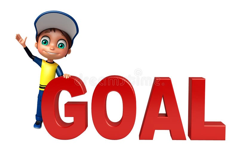 Kid boy with goal sign stock illustration. Illustration of happy - 77508261