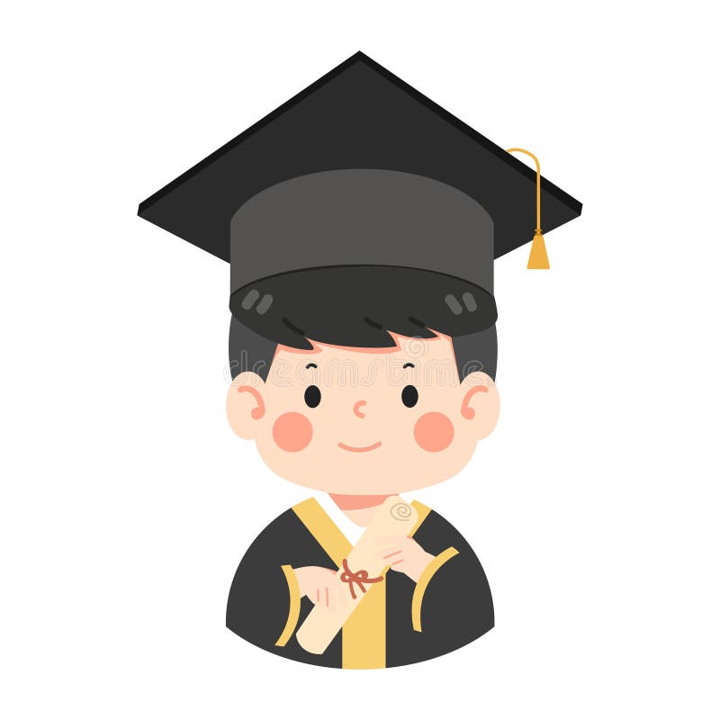 Kid Boy Graduated Student Cartoon Stock Vector - Illustration of ...