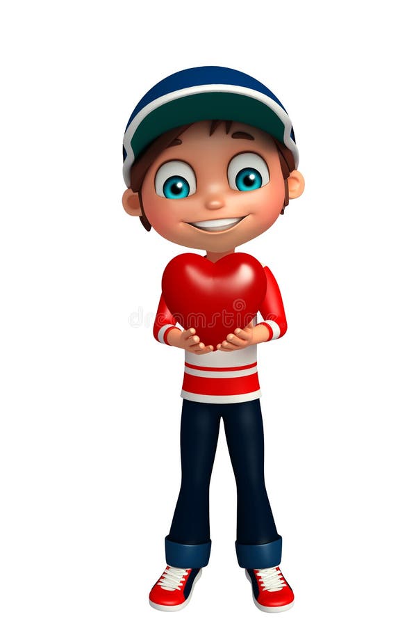 Kid boy with heart stock illustration. Illustration of cheerful - 77497422
