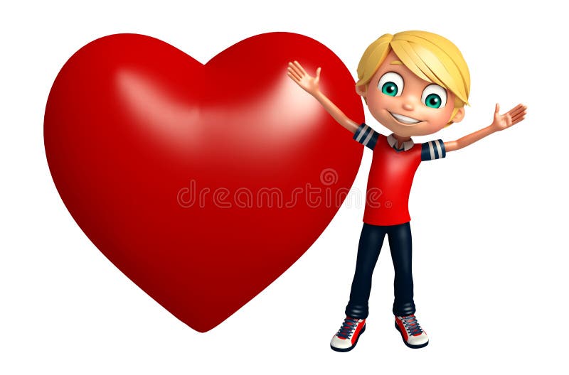 Kid boy with heart stock illustration. Illustration of student - 77563972