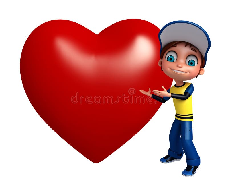 Kid boy with heart stock illustration. Illustration of educational ...