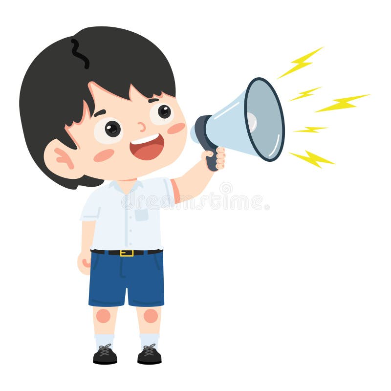 Kid Boy Holding a Megaphone Stock Vector - Illustration of shouting ...