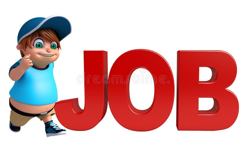Kid boy with Job sign stock illustration. Illustration of cheerful ...