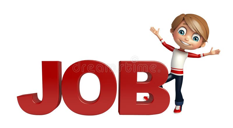 Kid boy with job sign stock illustration. Illustration of educational ...