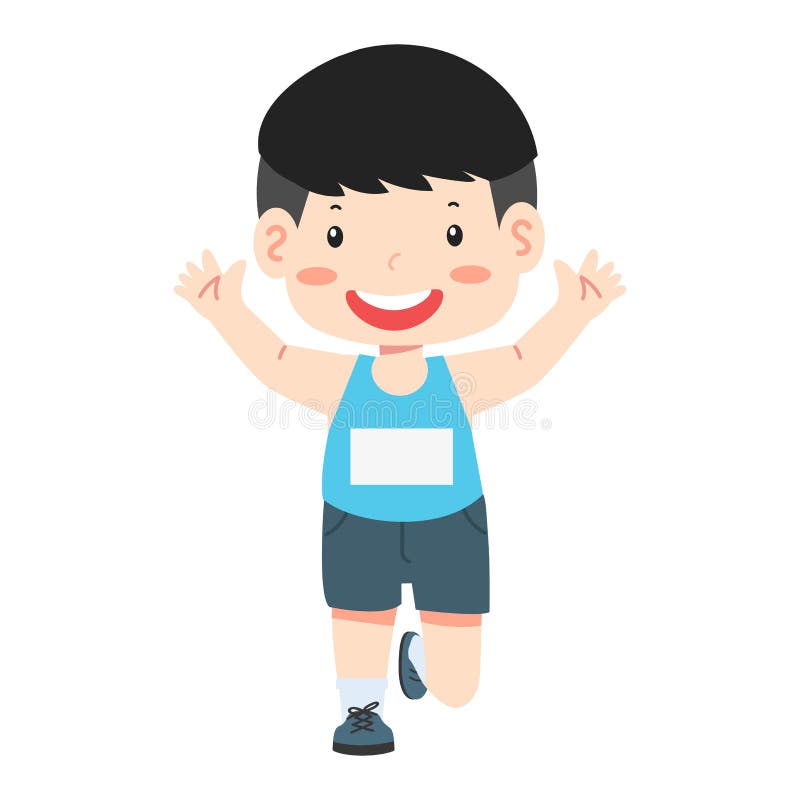 Kid Boy Jogging Marathon Race Stock Vector - Illustration of fitness ...