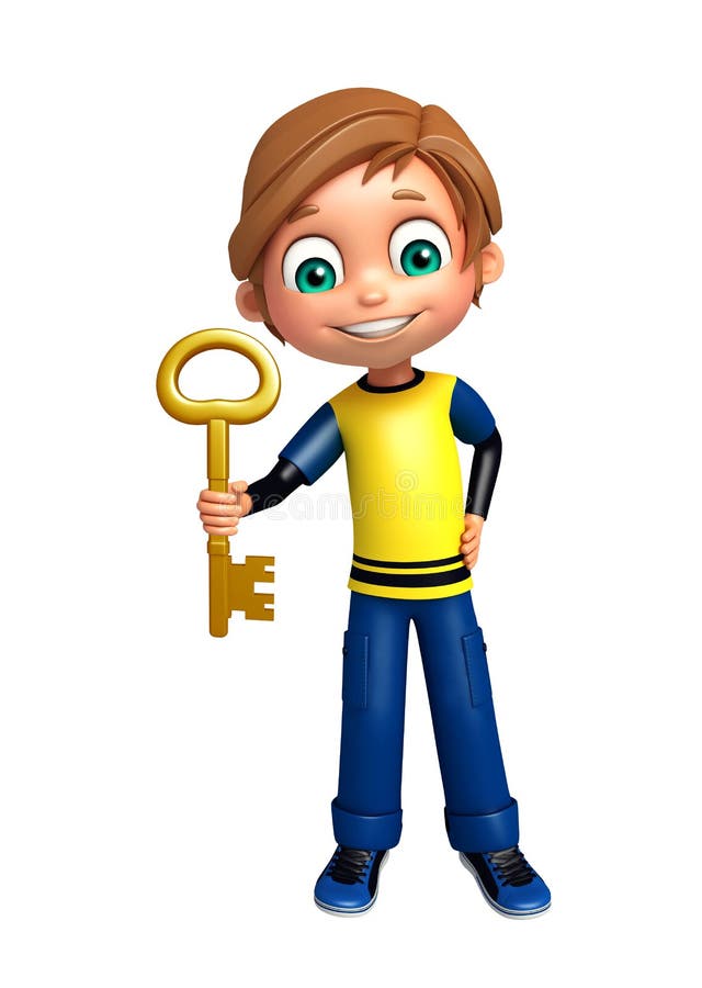 Kid boy with key stock illustration. Illustration of read - 77489426