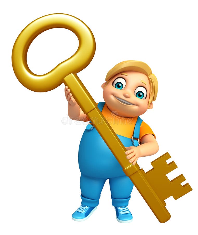 Kid boy with Key stock illustration. Illustration of study - 77528615