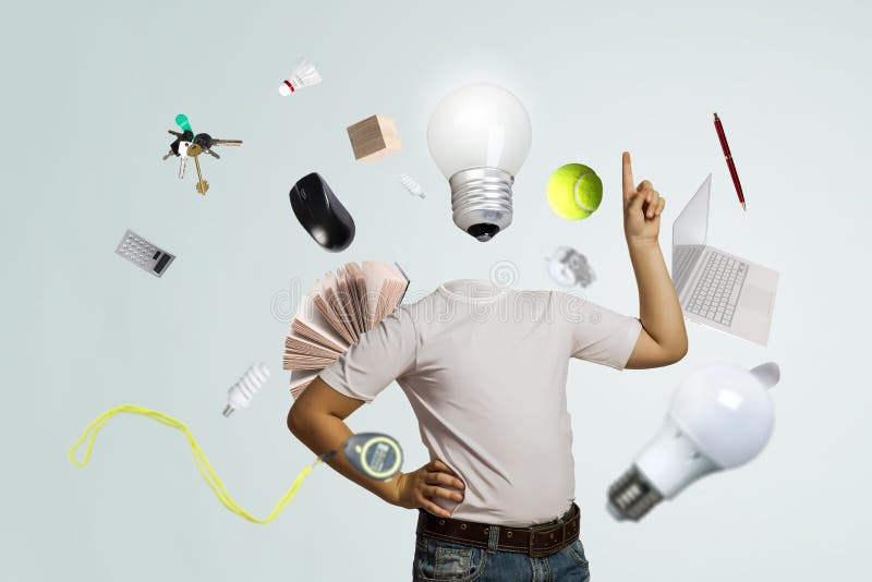 Head Full of Ideas. Mixed Media Stock Photo - Image of face, headless ...