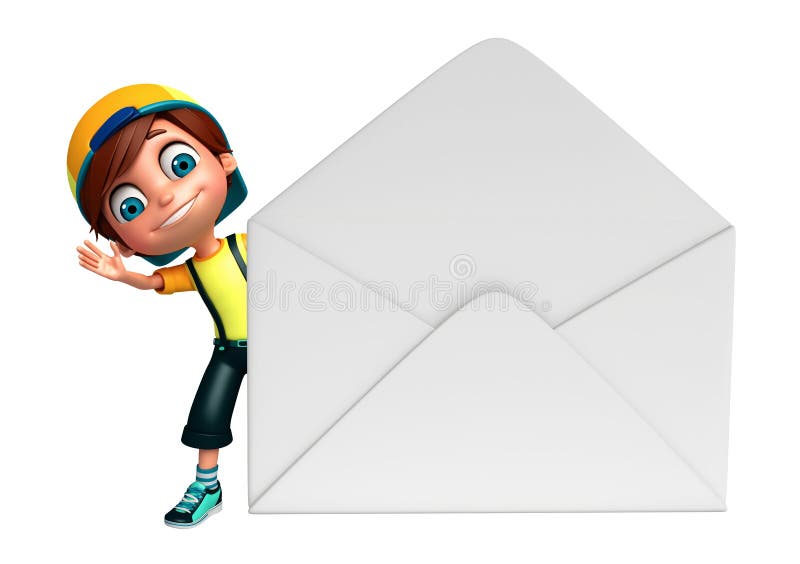 Kid boy with mail stock illustration. Illustration of book - 77539305