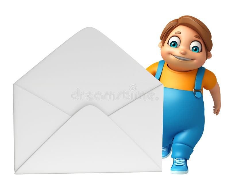 Kid boy with Mail stock illustration. Illustration of smile - 77576613