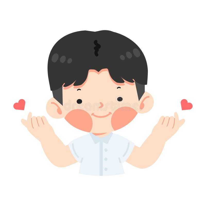 Kid Boy Make Mini Heart Love Sign Stock Vector - Illustration of ...