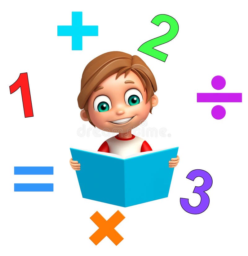 Kid Boy with Math Sign and Book Stock Illustration - Illustration of ...