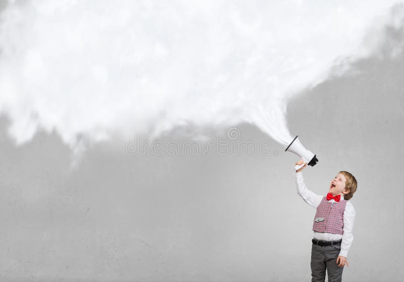 Kid boy with megaphone stock photo. Image of happy, happiness - 68980184
