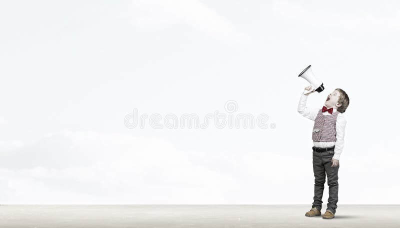 Kid boy with megaphone stock image. Image of message - 70103263