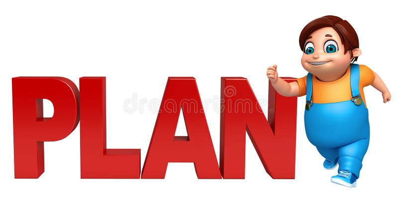 Kid boy with Plan sign stock illustration. Illustration of happy - 77476499