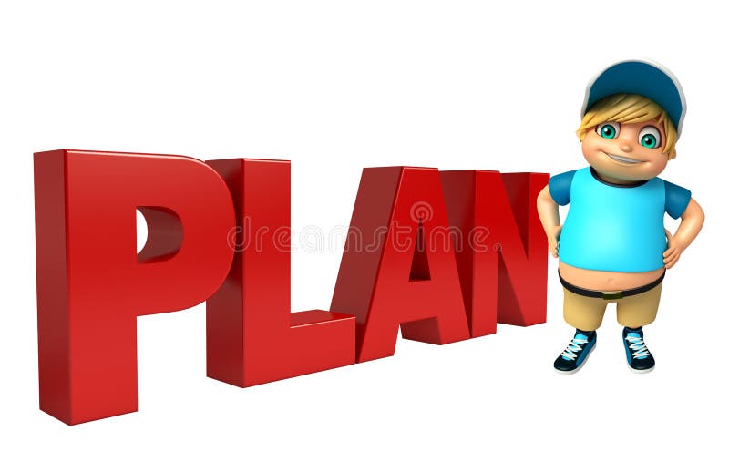 Kid boy with Plan sign stock illustration. Illustration of character ...
