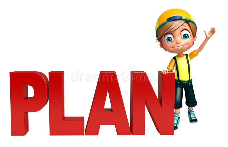 Kid boy with plan sign stock illustration. Illustration of education ...