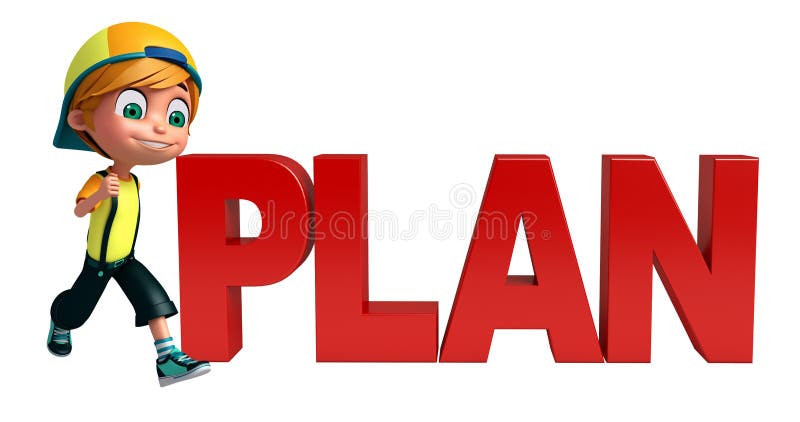 Kid boy with plan sign stock illustration. Illustration of character ...