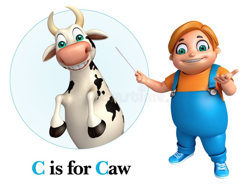 Kid boy pointing Caw stock illustration. Illustration of animal - 77517339