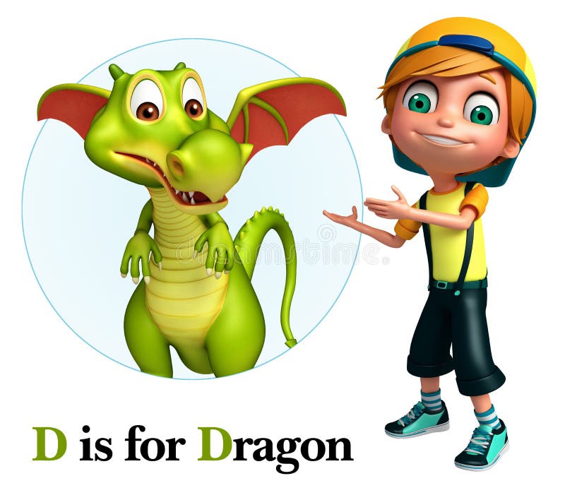 Kid boy pointing Dragon stock illustration. Illustration of preschooler ...