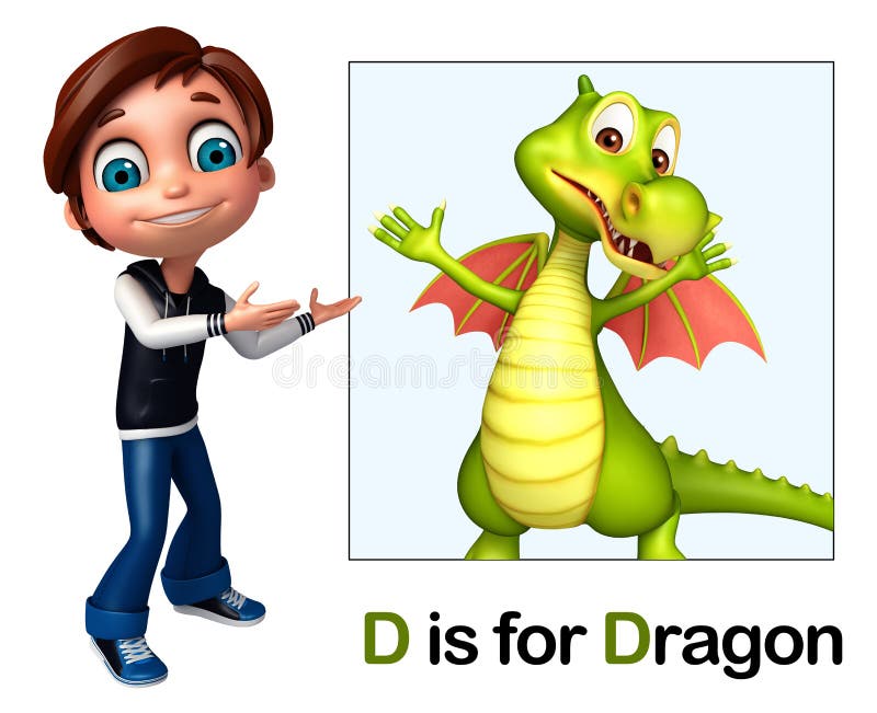 Kid boy pointing Dragon stock illustration. Illustration of preschooler ...