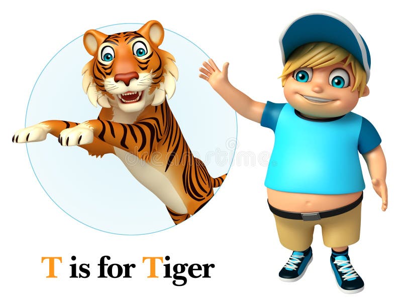 Pointing Tiger Cartoon Character Stock Illustration - Illustration of ...