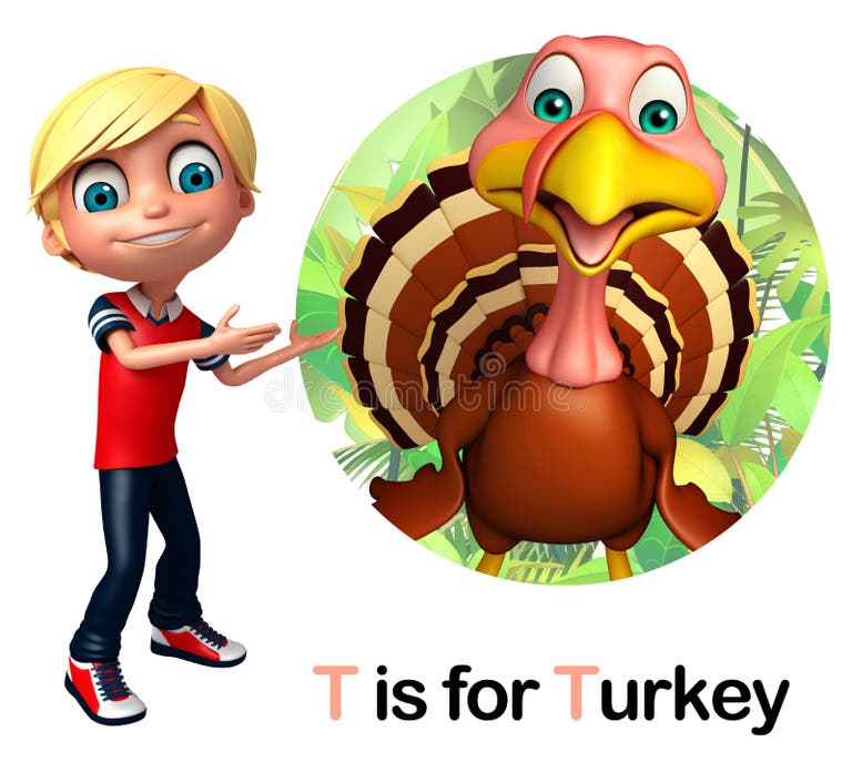 Kid boy pointing Turkey stock illustration. Illustration of smile ...