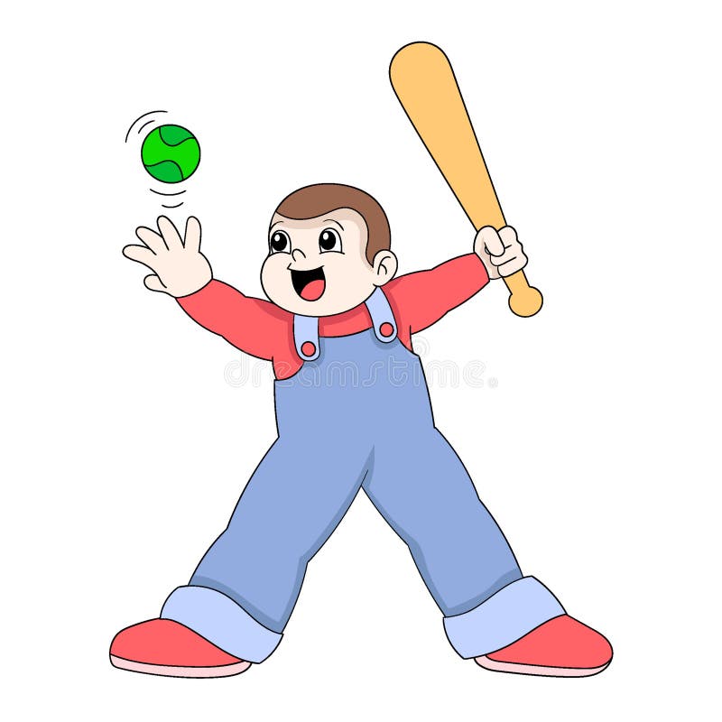 Cartoon Boy Hitting Baseball Stock Illustrations – 184 Cartoon Boy ...