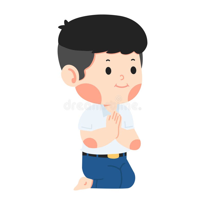 Kid Boy Pray Sitting on the Floor Stock Vector - Illustration of ...