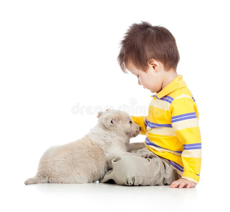 Boy with His Dog in the Park Stock Image - Image of embracing ...