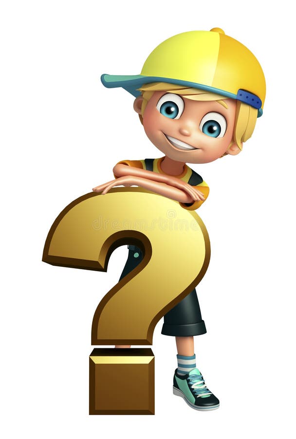 Kid boy with question mark stock illustration. Illustration of ...