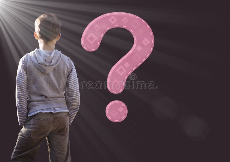 Kid Boy with Question Mark and Light Source Stock Image - Image of ...