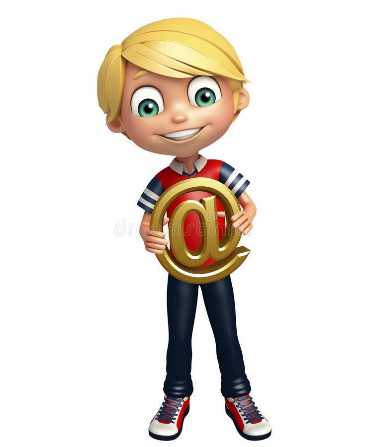 Kid Boy with at the Rate Sign Stock Illustration - Illustration of ...