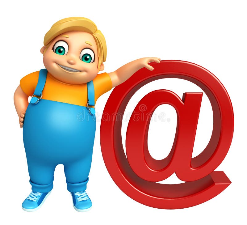 Kid Boy with at the Rate Sign Stock Illustration - Illustration of ...